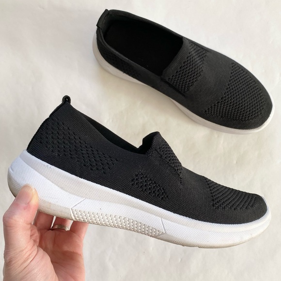 Danskin | Shoes | Danskin Black White Knit Slip On Sneakers | Poshmark
